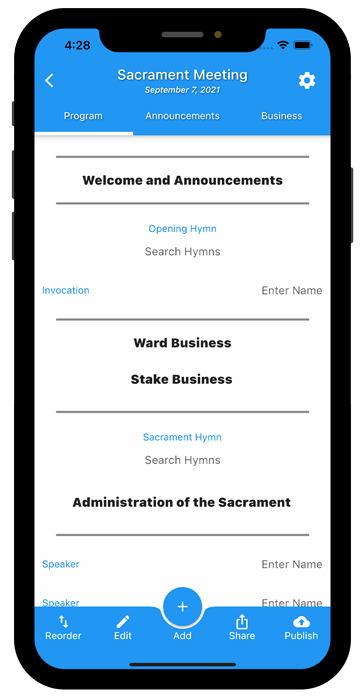 Digital Sacrament Meeting Programs / Ward Bulletins